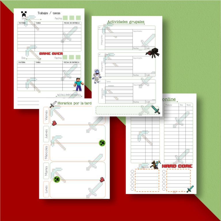 Agenda Escolar Minecraft – Crear y Emprender