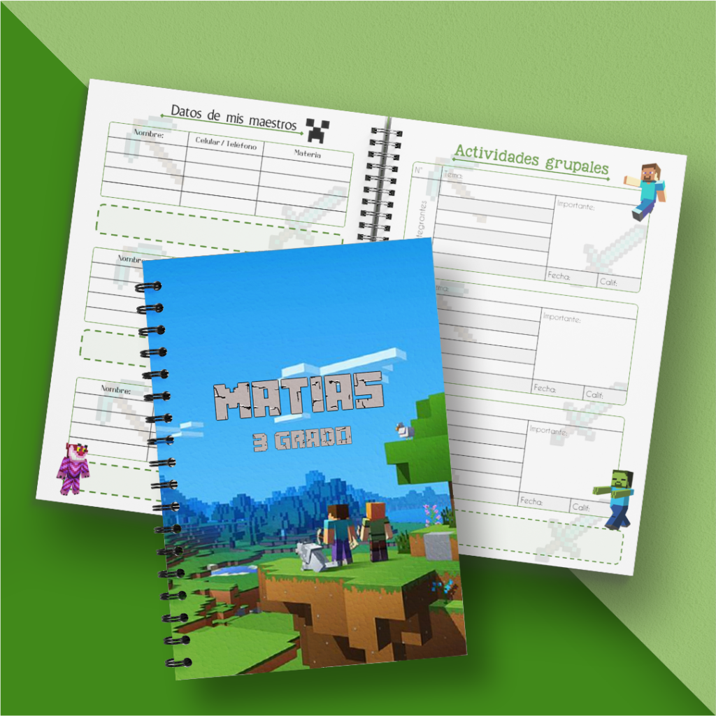 Agenda Escolar Minecraft – Crear y Emprender